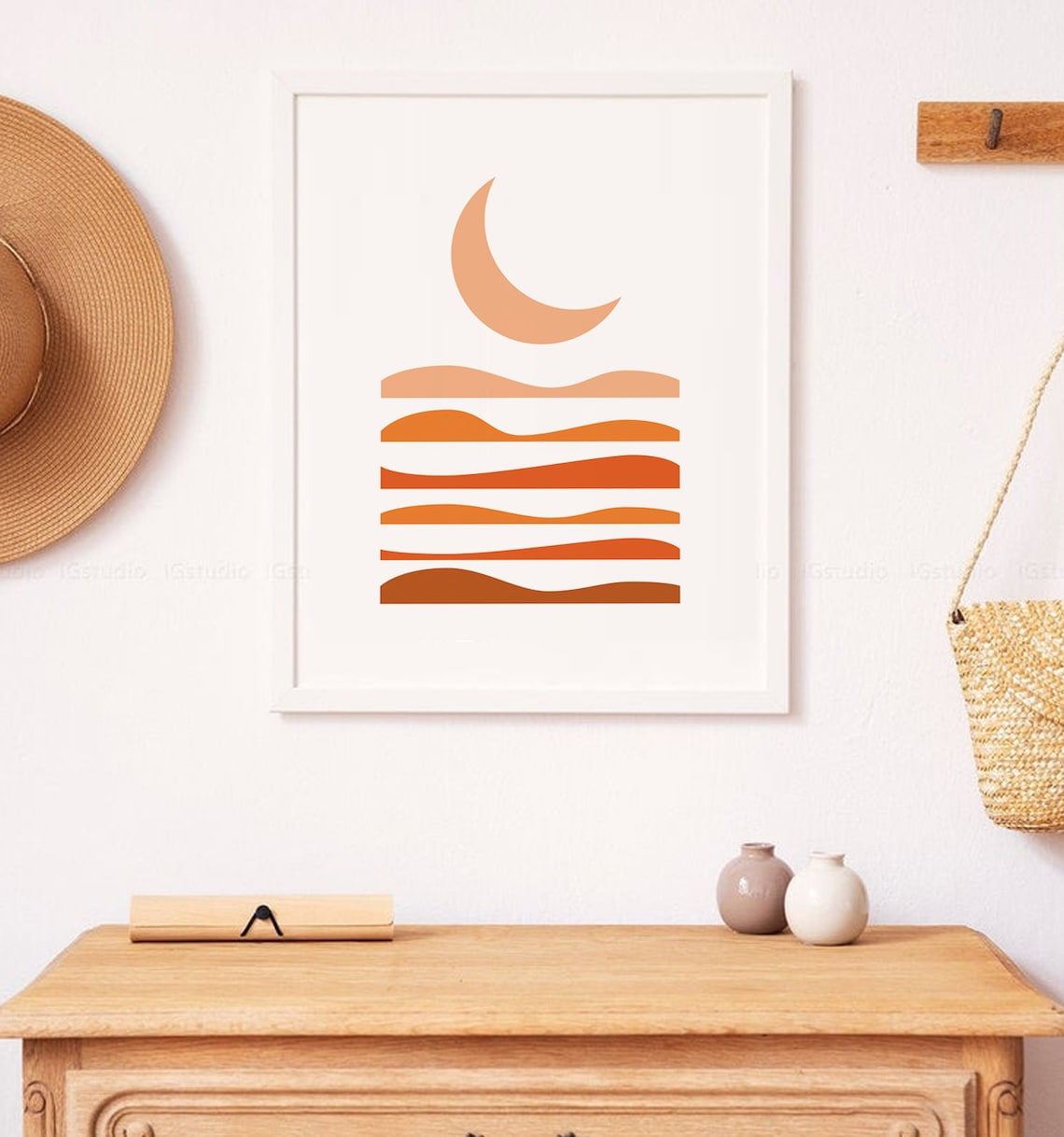Modern Moon Art, Boho Moon, Mid Century Print, Minimalist Wall Art ...