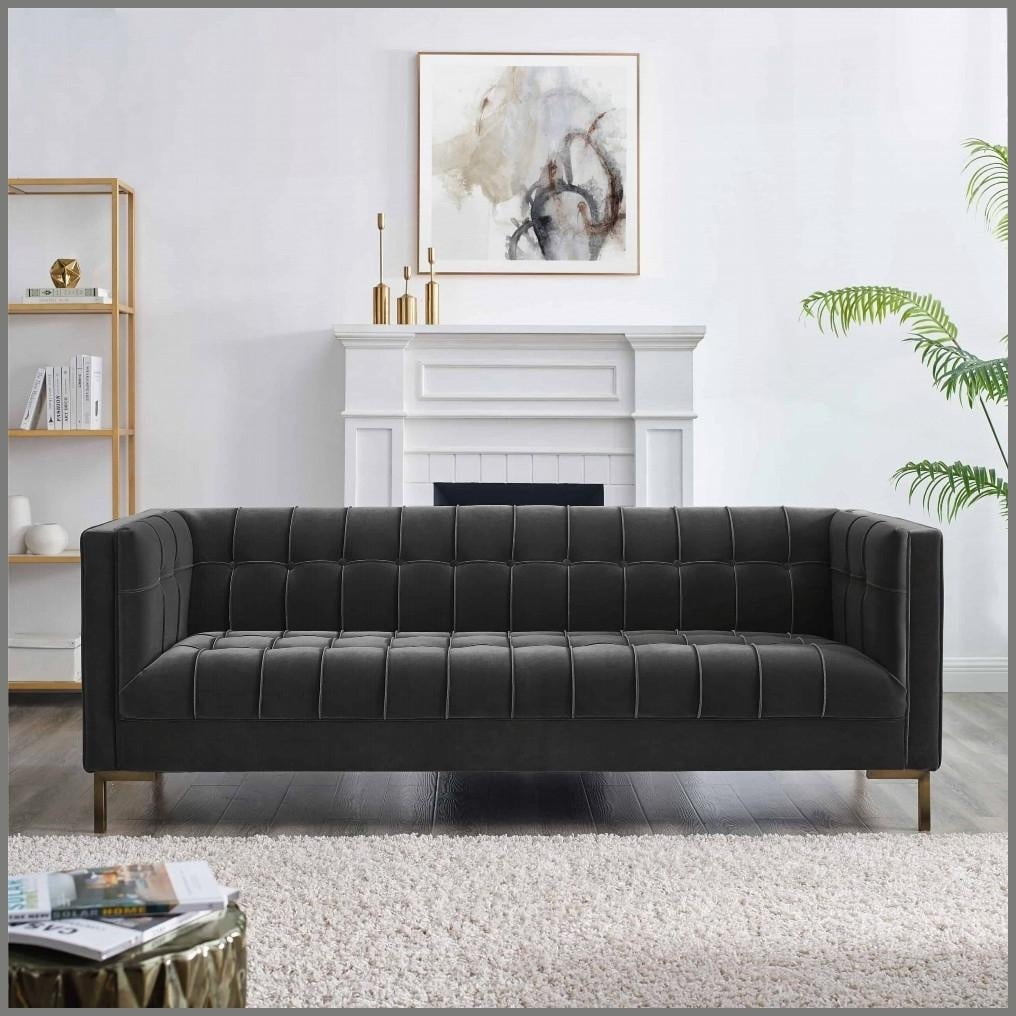 Modern Moonlight Gray Velvet Channel Stitch Sofa – Durable Frame for ...
