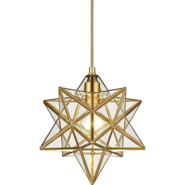 Moravian Star Pendant Ceiling Hanging Lamp, Black Clear Glass, 16 ...