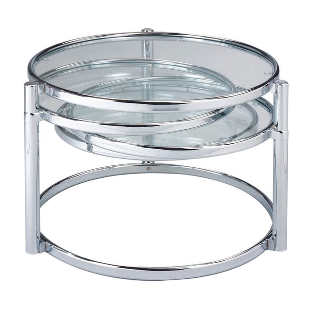 Free Shipping! Modern Motion Clear Glass and Chorme Coffee Table ...