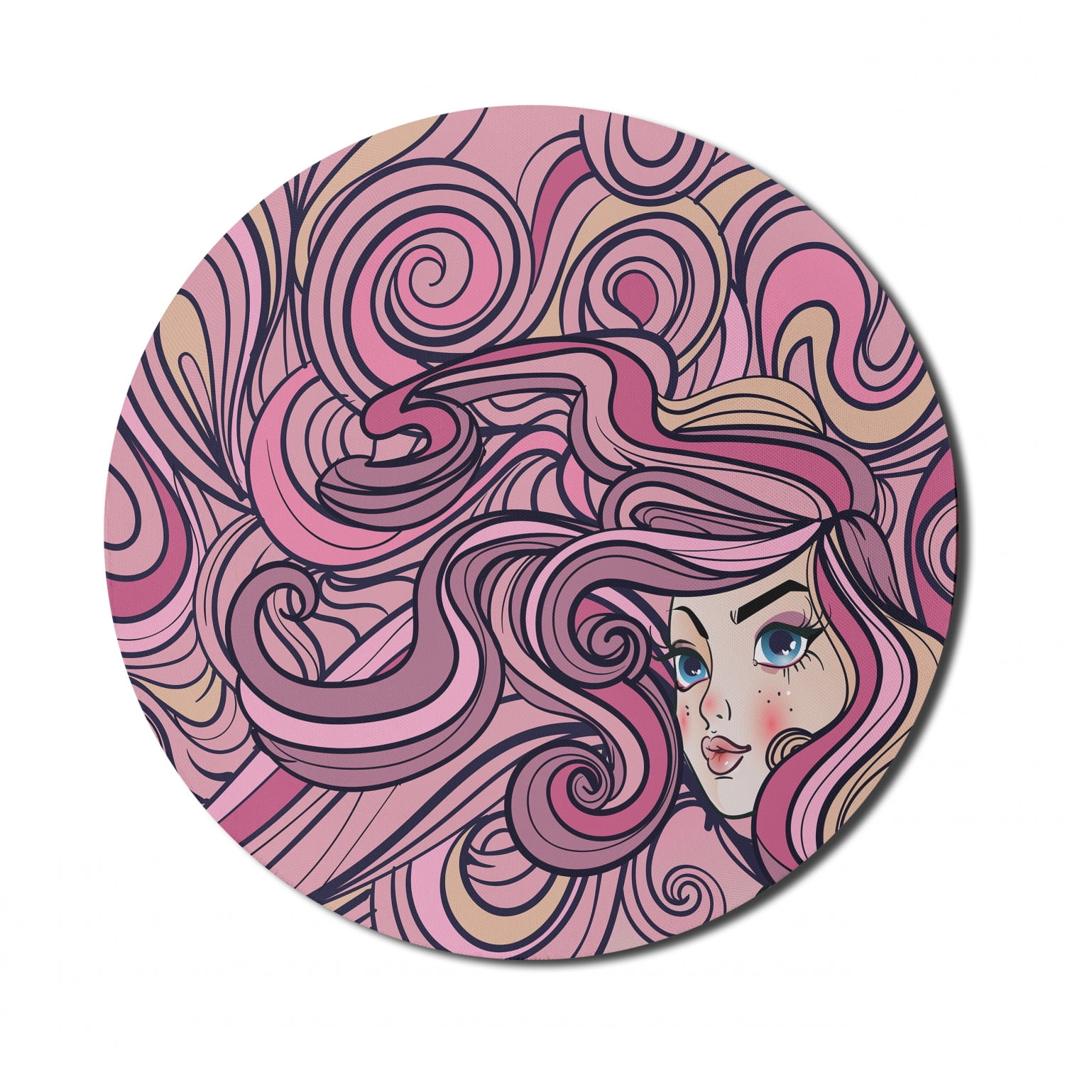 Modern Mouse Pad for Computers, Young Woman of Long Hair Beauty ...