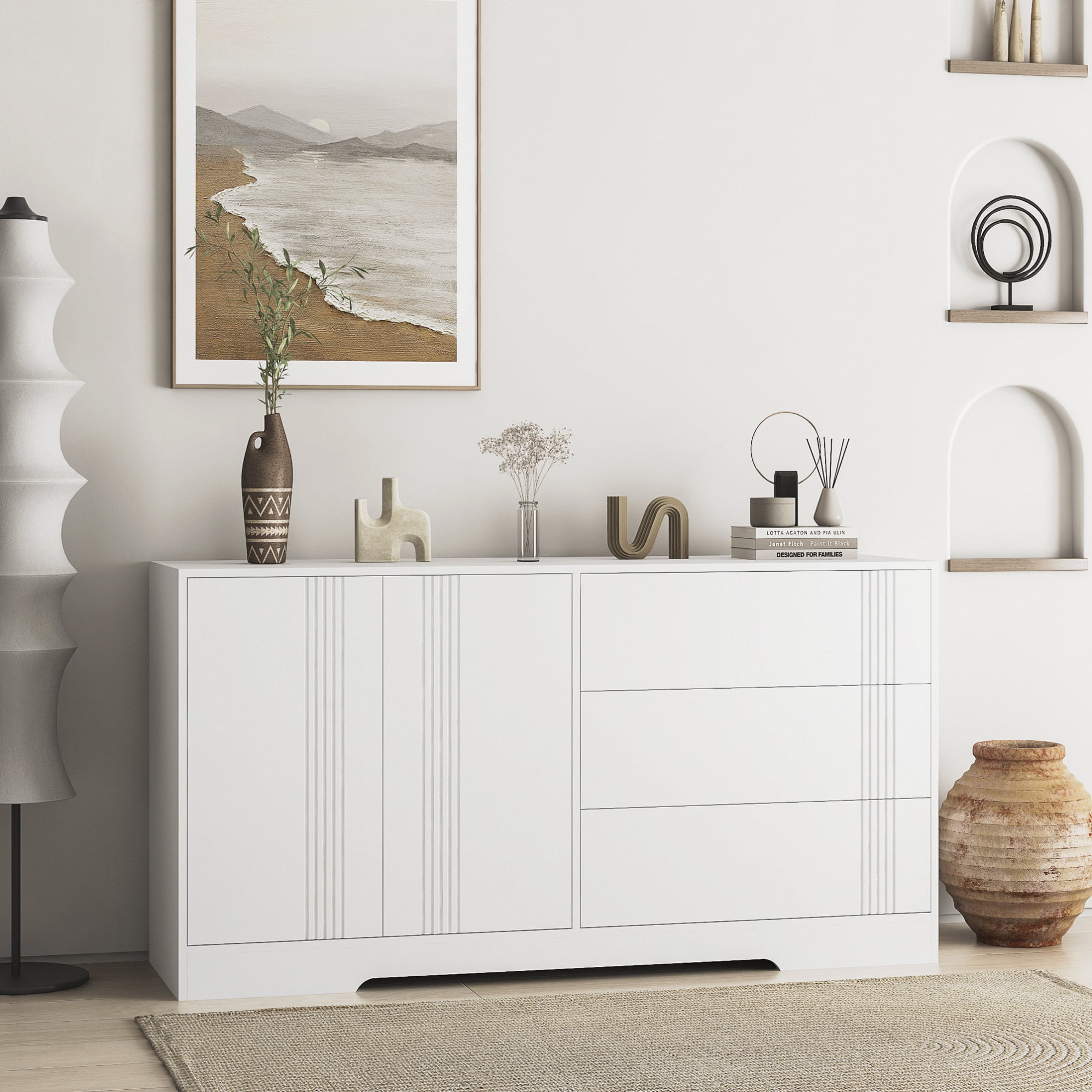 Modern Multi-Functional Storage Cabinet, Console Table & Buffet with 3 ...