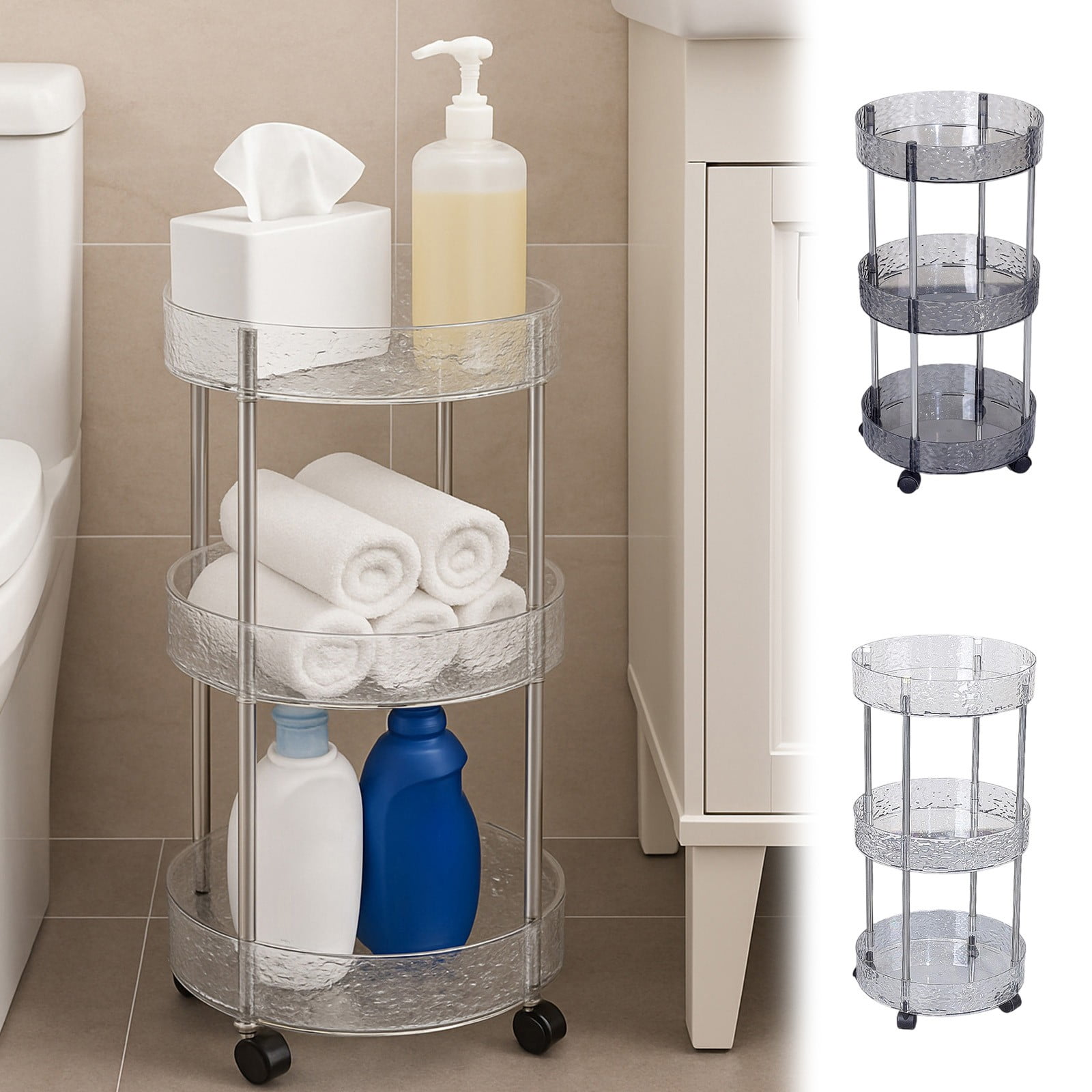 Modern Multi-Layer Transparent Storage Cabinet, Living Room Bathroom ...