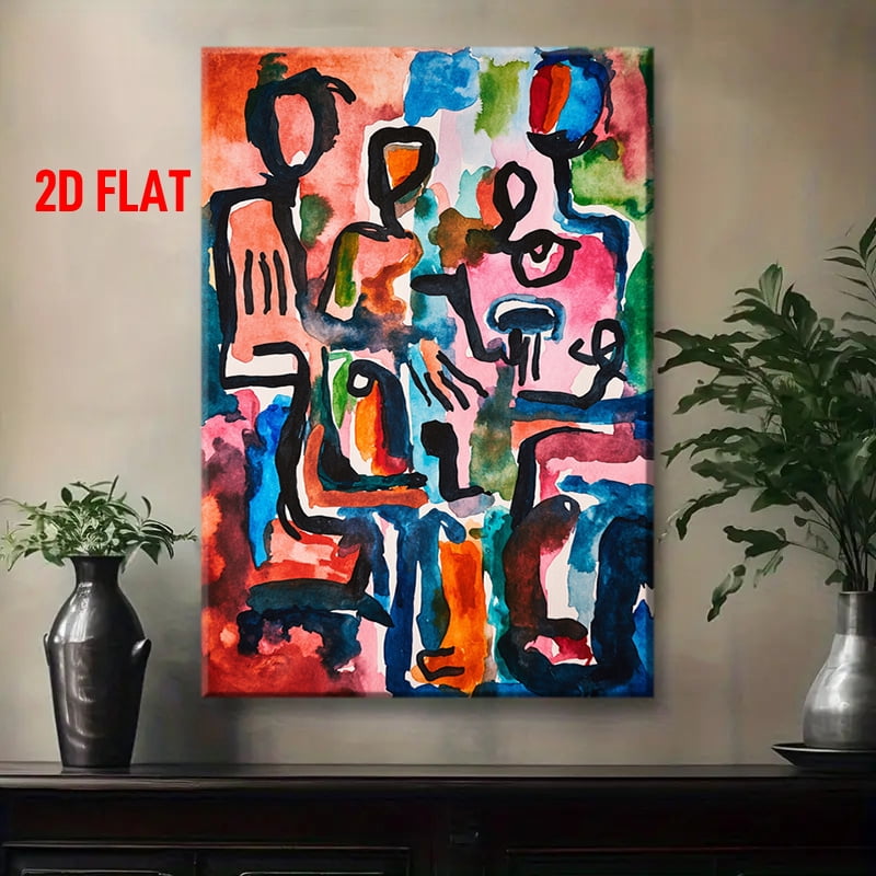 Modern Multicolor Abstract Human Figure Wall Art - Wrapped Canvas ...