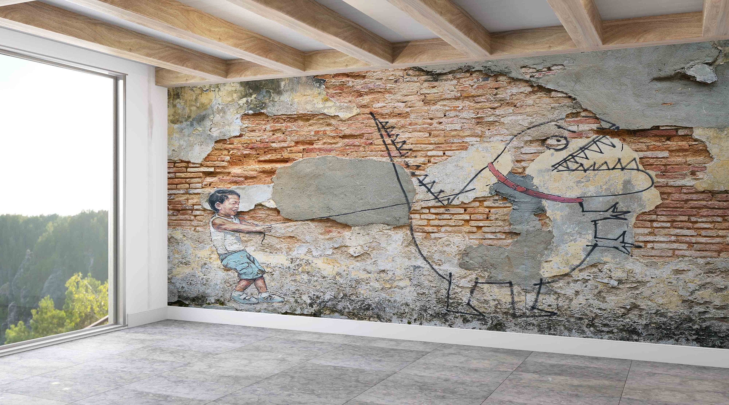 Modern Mural, Graffiti Wall Poster, Wallpaper Wall Art, Cute Mural ...