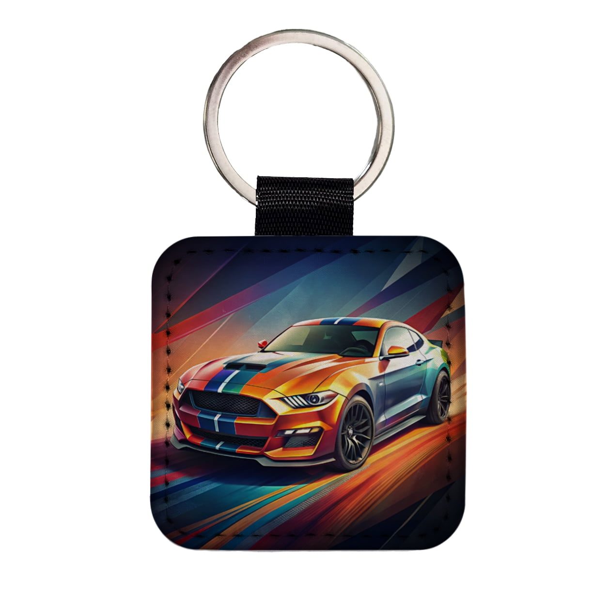 Modern Muscle Car Art Faux Leather Square Keychain - Walmart.com