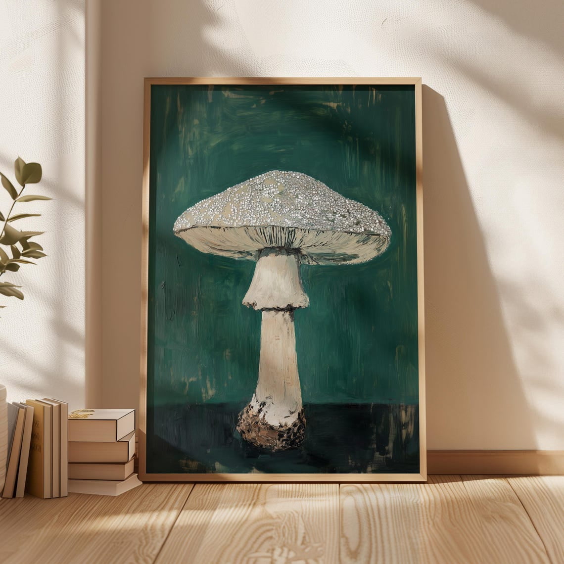 Modern Mushroom Art Print, Whimsical Botanical Textured Neutral ...