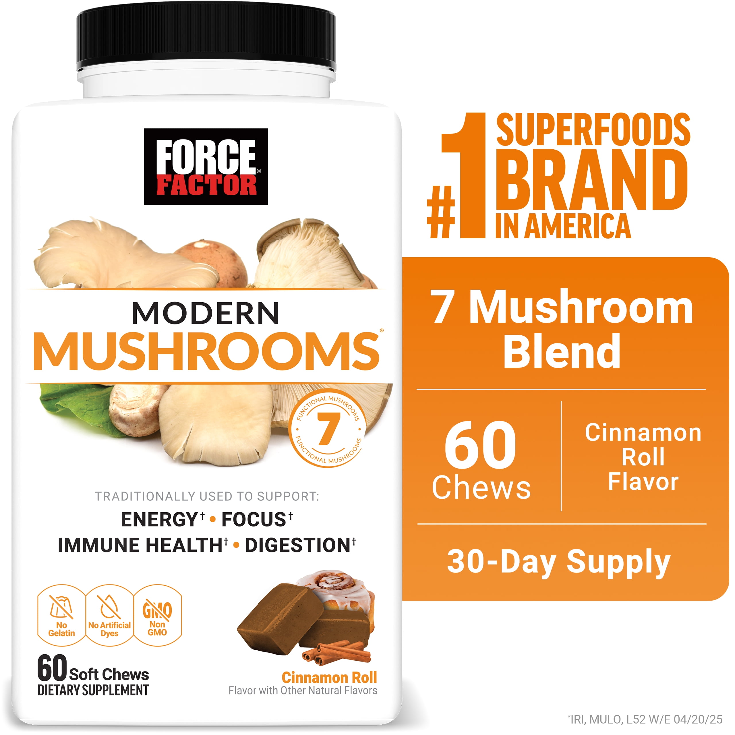 Force Factor Modern Mushrooms Soft Chews Mushroom Supplement Complex 60 ...