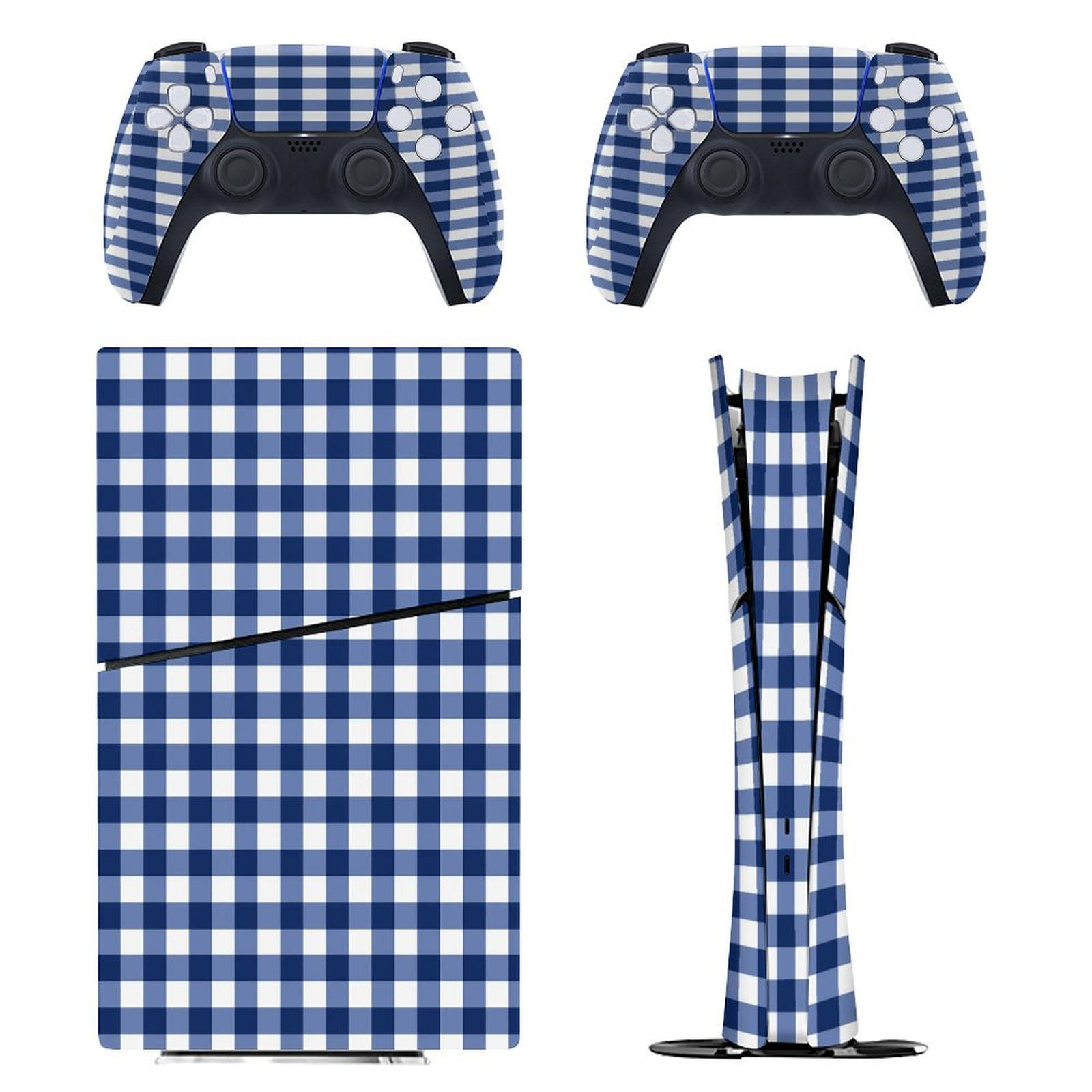 Modern Navy Blue White Buffalo Check Geometric Plaid PS5/PS5 Slim ...