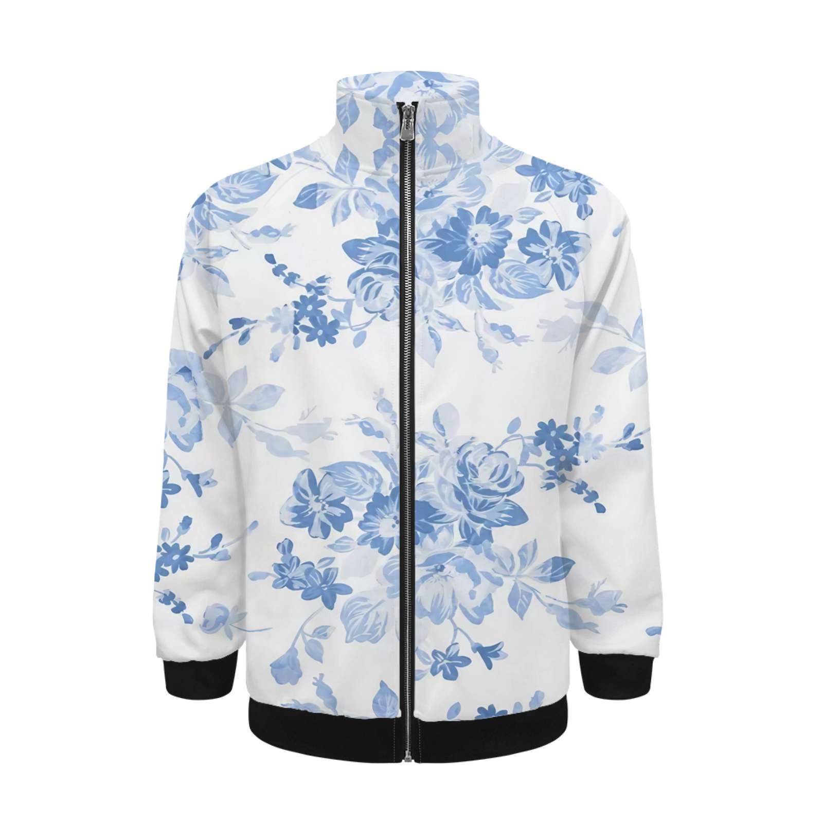 Modern Navy Blue White Watercolor Elegant Floral Jacket Men's Street ...