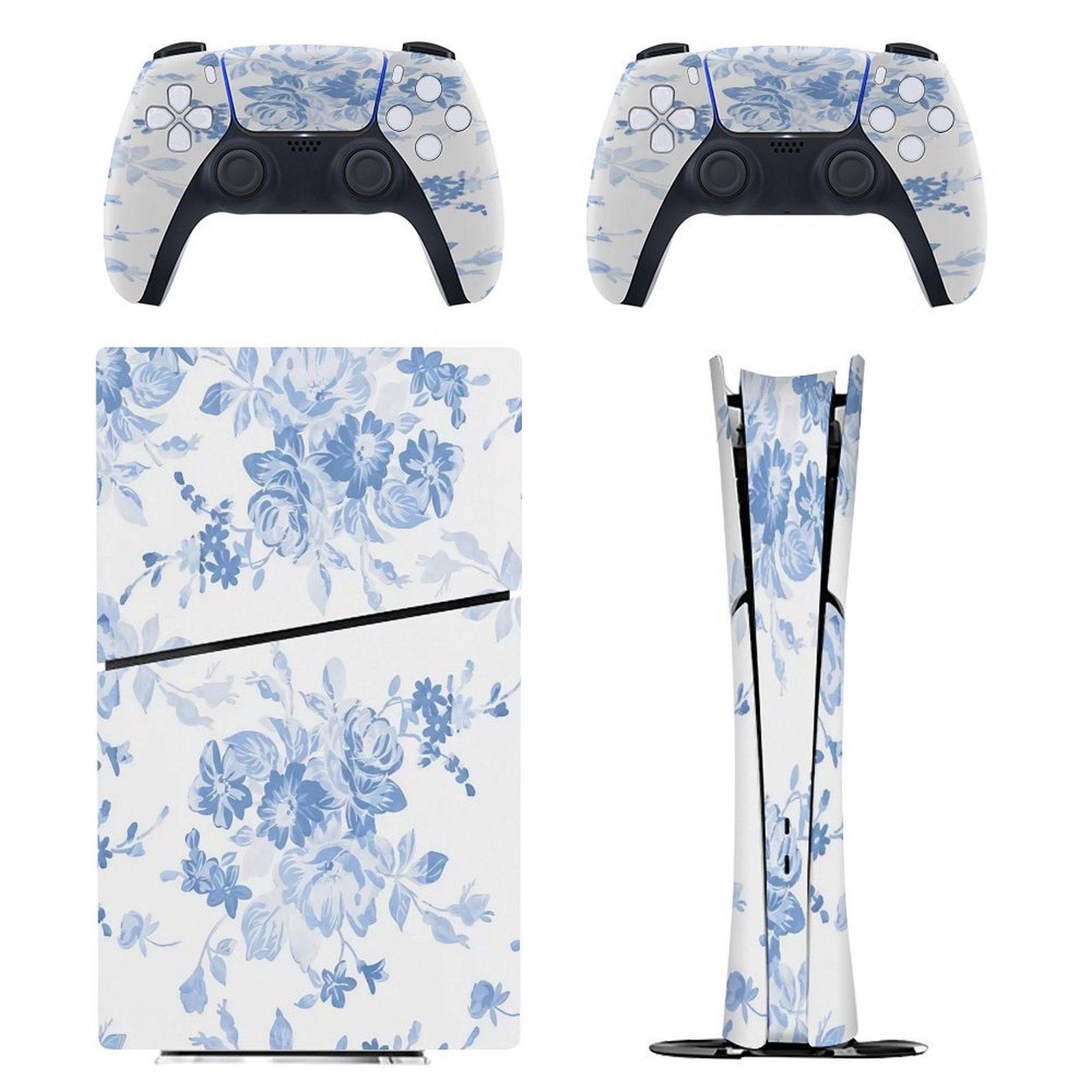 Modern Navy Blue White Watercolor Elegant Floral PS5/PS5 Pro/PS5 Slim ...