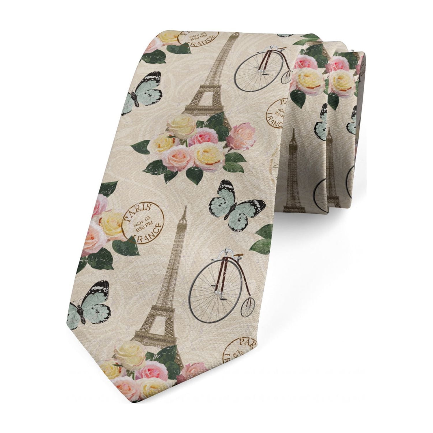 Modern Necktie, French Eiffel Tower Image, Dress Tie, 3.7", Multicolor ...