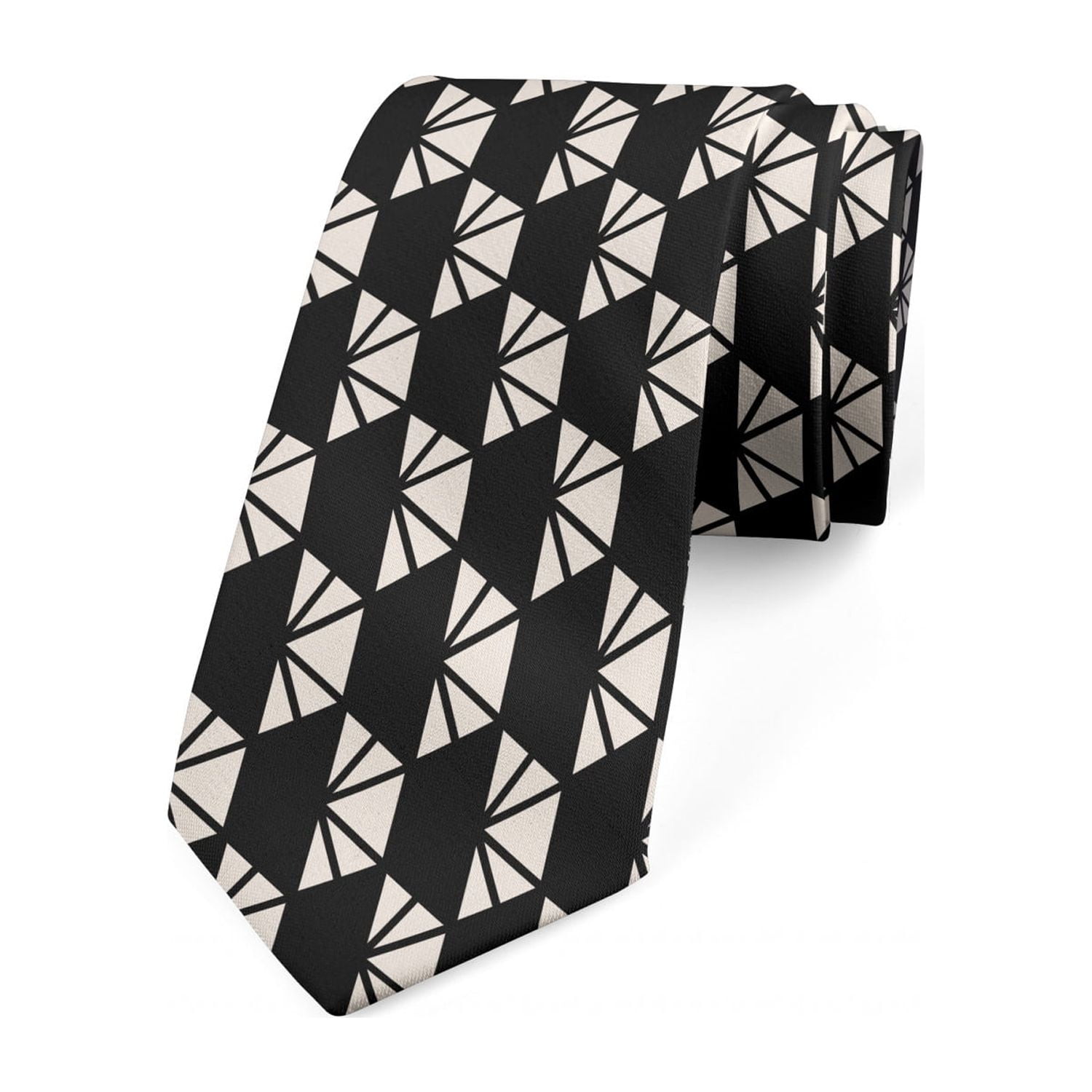 Modern Necktie, Monotone Geometric Triangles, Dress Tie, 3.7", Charcoal ...