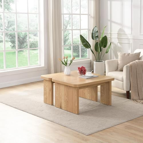 Modern Nesting Coffee Table Set of 2, Interlocking Living Room Tables ...