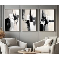 UNFFRAMED Wall Art Set Of 3 Beige Grey Abstract Landscape Prints Modern ...