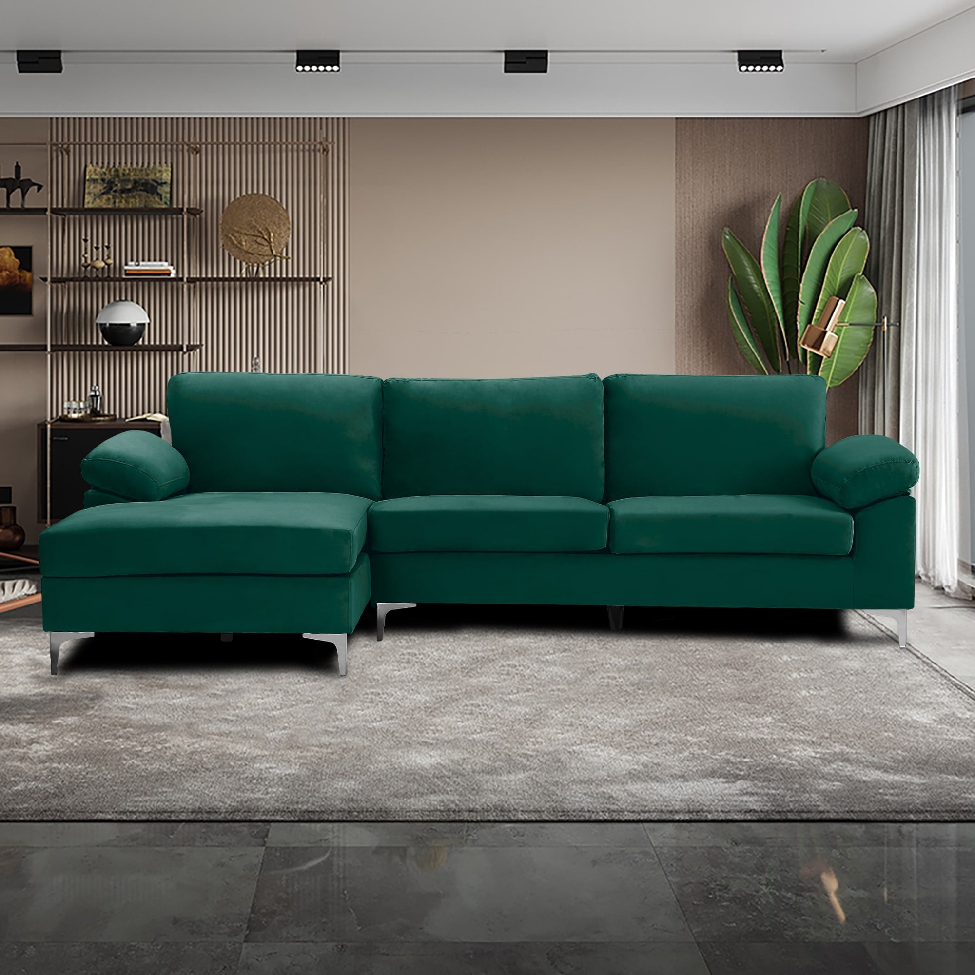 Modern New Sectional Sofa Velvet - Left Hand Facing Sofa 6-Color Green ...