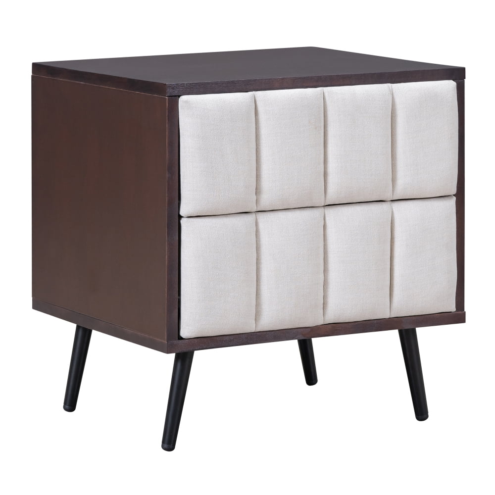 Modern Nightstand Bedside Table with 2 Drawers, Metal Legs Night Stand ...