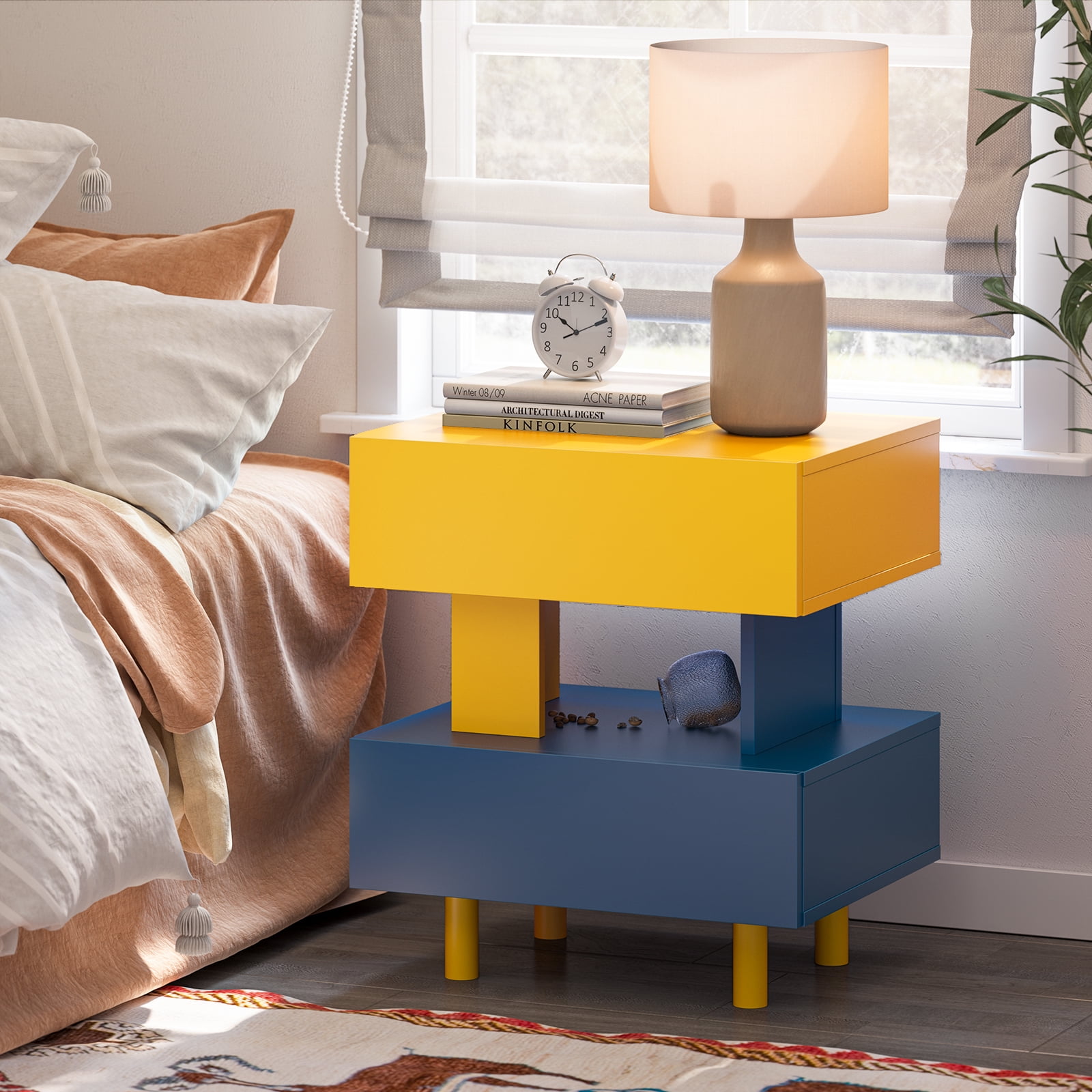 Modern Nightstand End Side Table with Large Storage Space Bedside Table ...