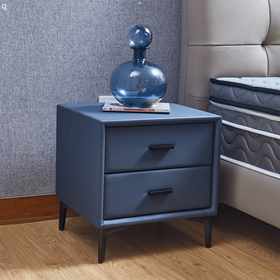 Modern Nightstand with 2 Drawers, Night Stand with PU Leather and ...