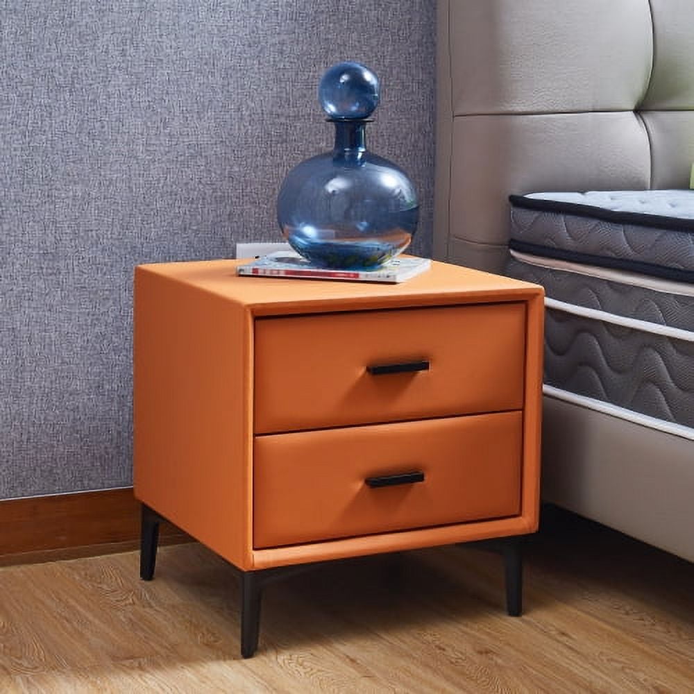 Modern Nightstand with 2 Drawers, Night Stand with PU Leather and ...