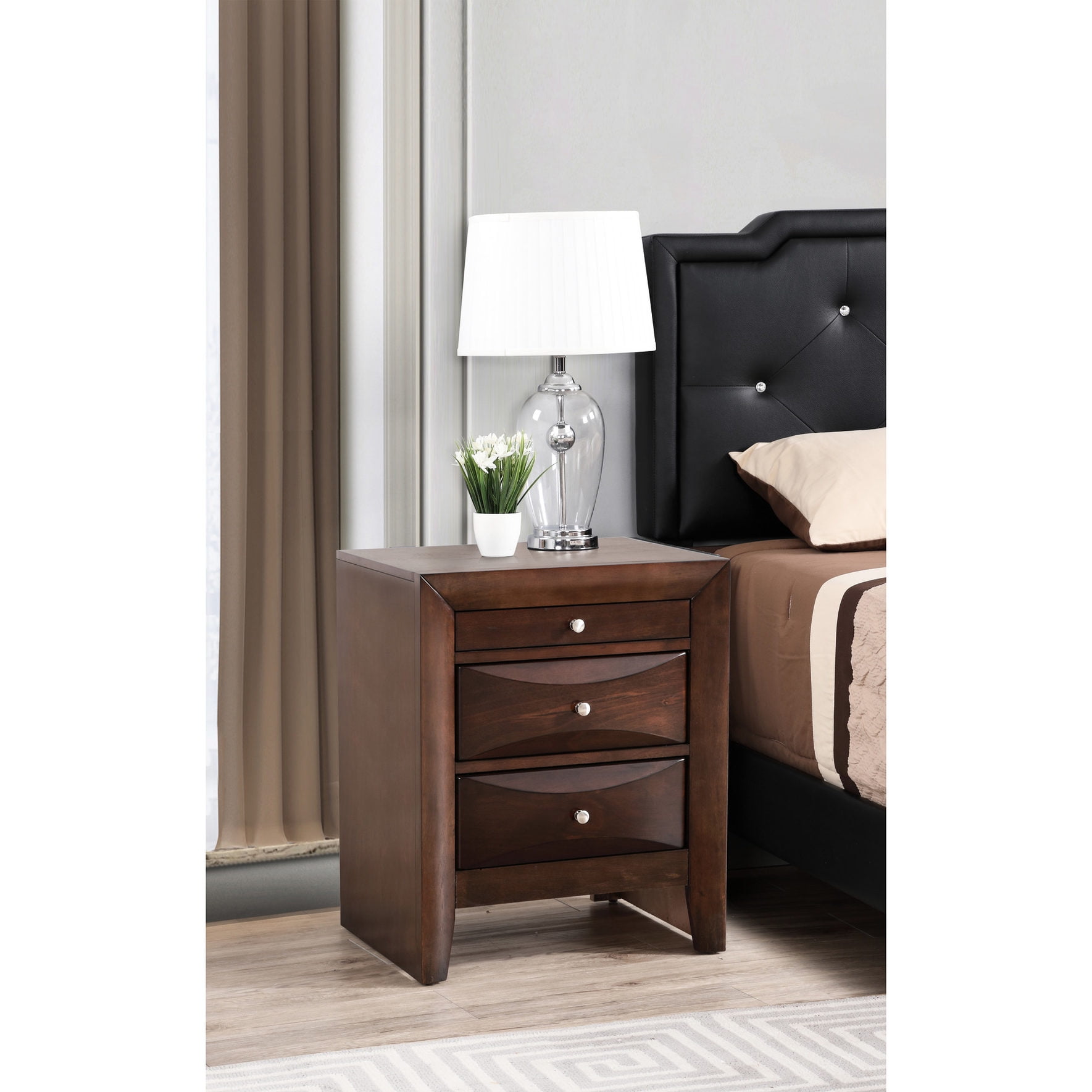 Modern Nightstand with Real Wood Veneers - Stylish Bedroom Addition ...