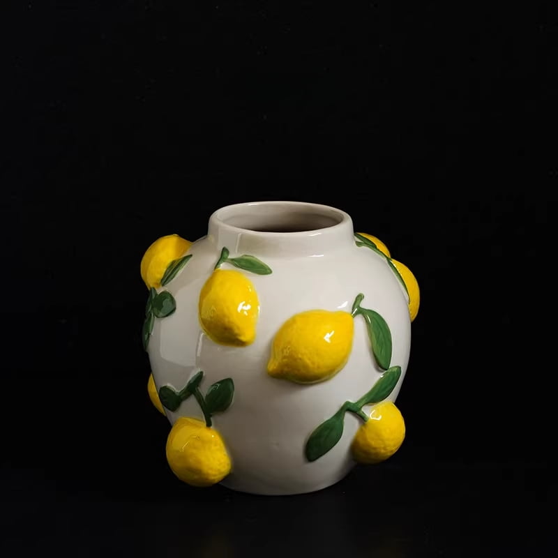 Modern Nordic Lemon Shaped Hand-painted Ceramic Vase for Dining Room ...