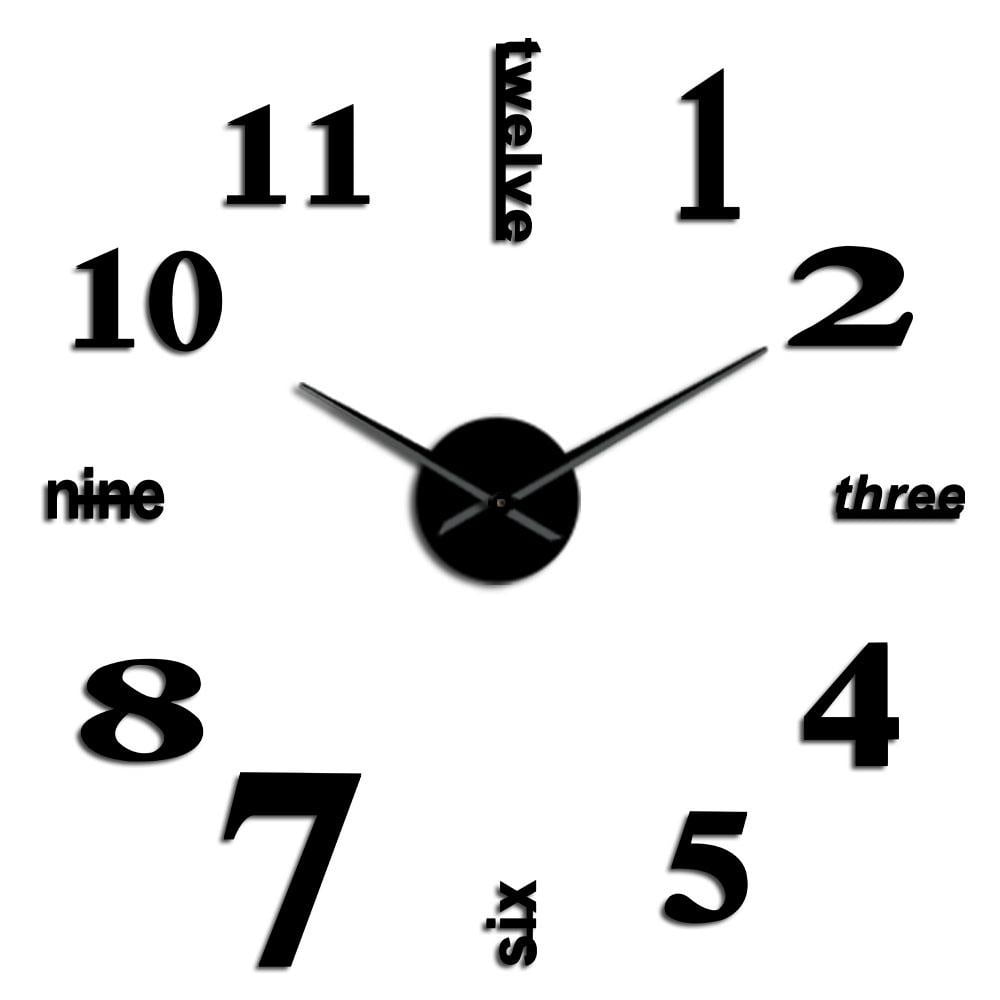 Modern Numbers Frameless Wall Clock Stickers, DIY Modern Decorative ...