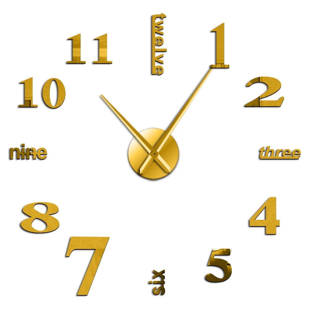Modern Numbers Frameless Wall Clock Stickers, DIY Modern Decorative ...