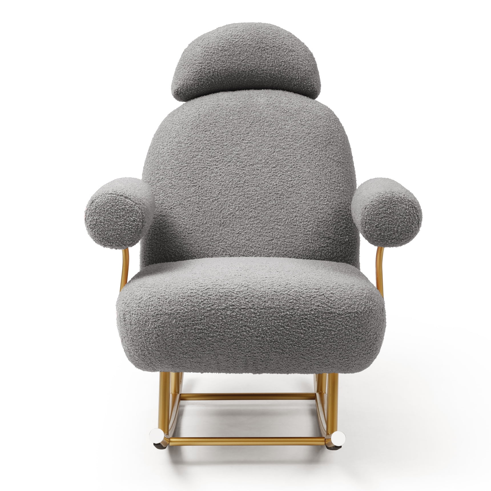 Modern Nursery Rocking Chair with Adjustable Headrest, Sherpa Fabric ...
