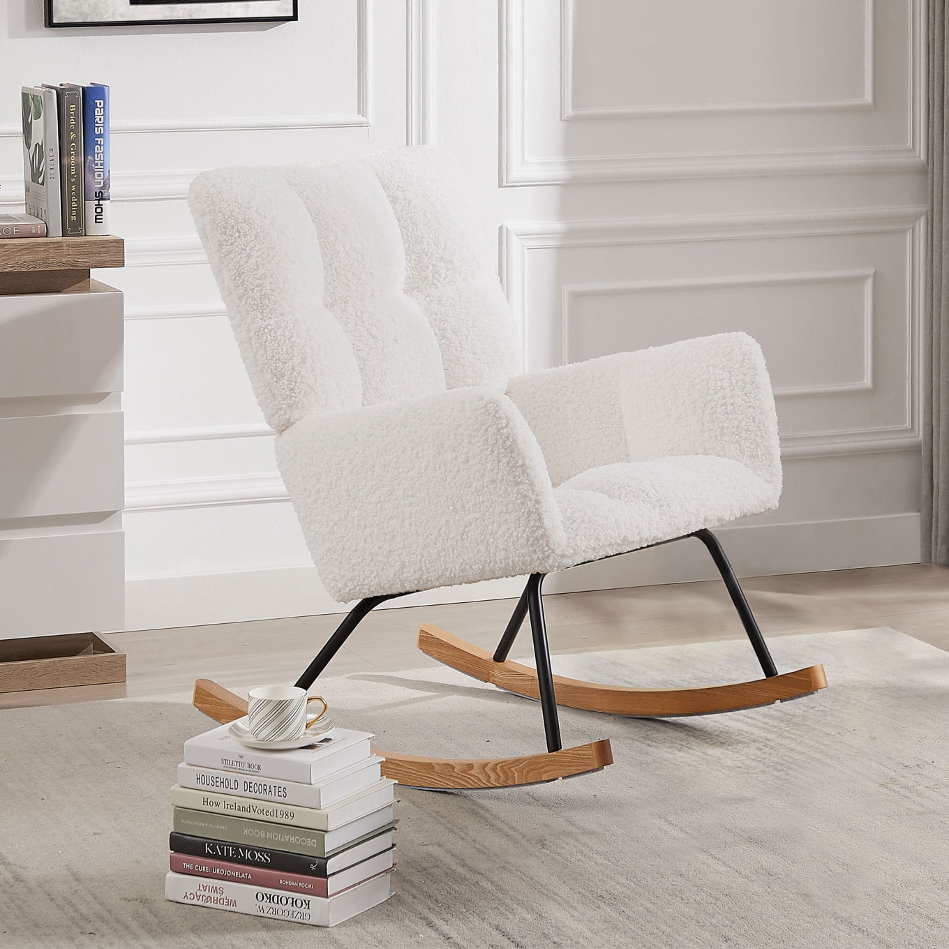 Modern Nursery Rocking Chair for Mom and Baby, Lounge Chair with High ...