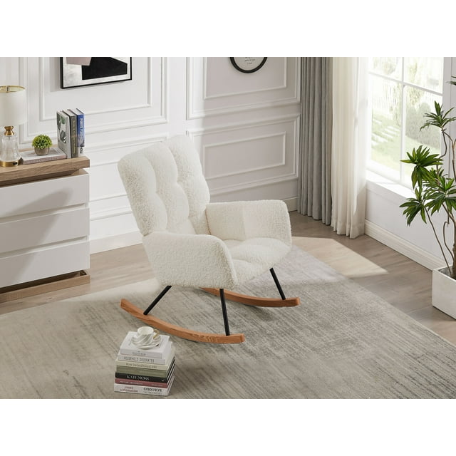 Modern Nursery Rocking Chair for Mom and Baby, Lounge Chair with High ...