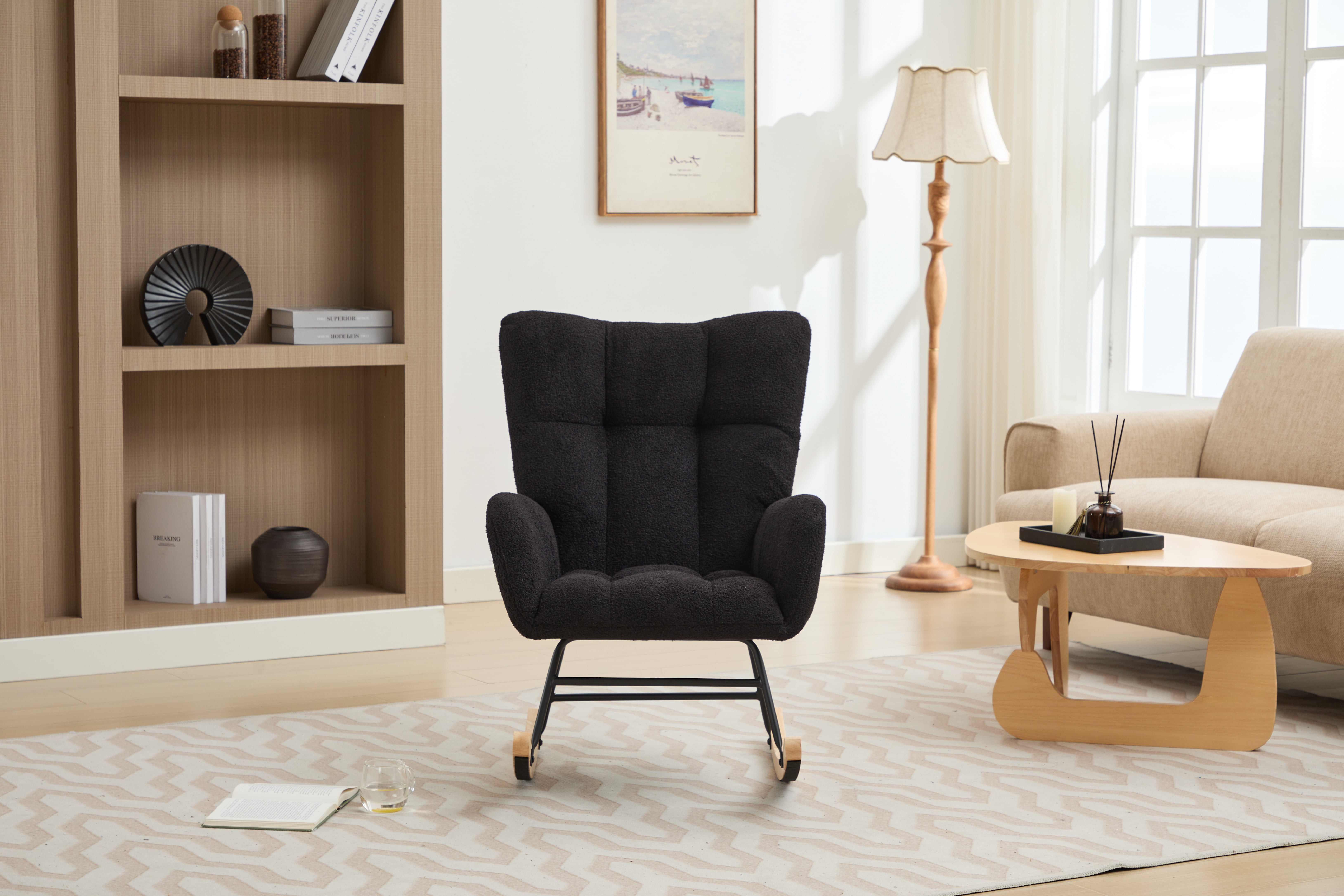 Modern Nursery Rocking Chair Upholstered Glider Chair with High ...
