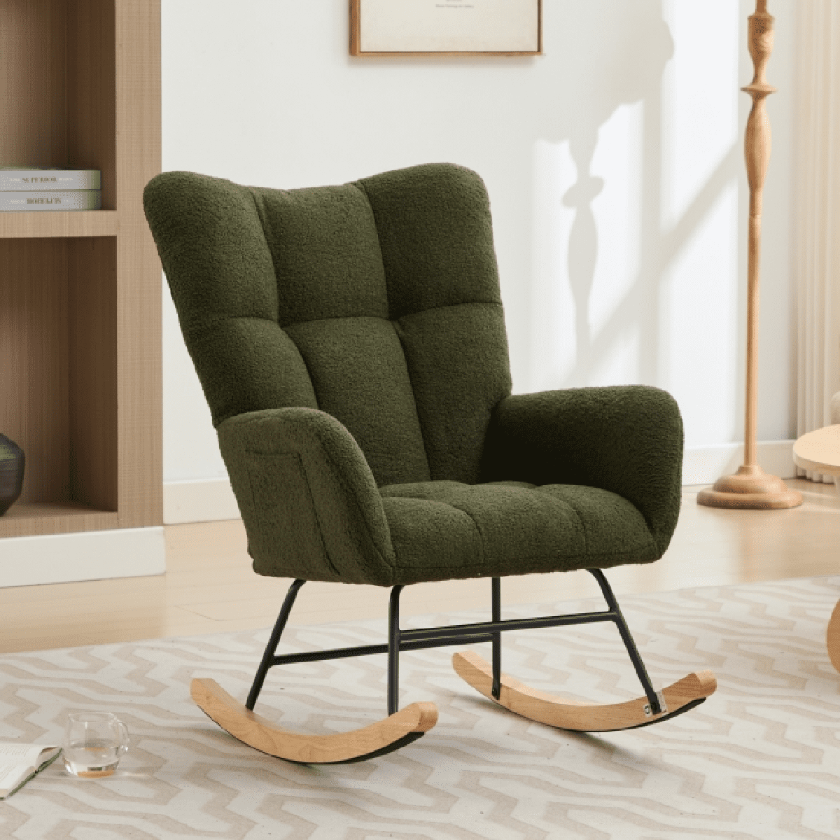 Modern Nursery Rocking Chair Upholstered Glider Chair with High ...