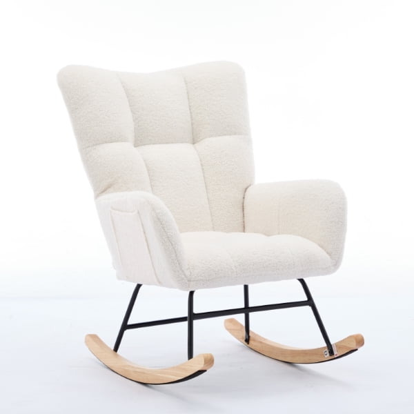 Modern Nursery Rocking Chair Upholstered Glider Chair with High ...