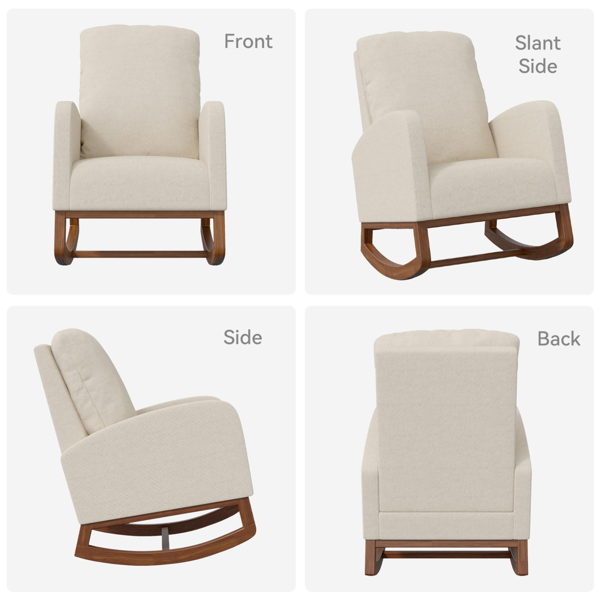 Modern Nursery Rocking Recliner Chair, Comfortable Upholstered Design ...