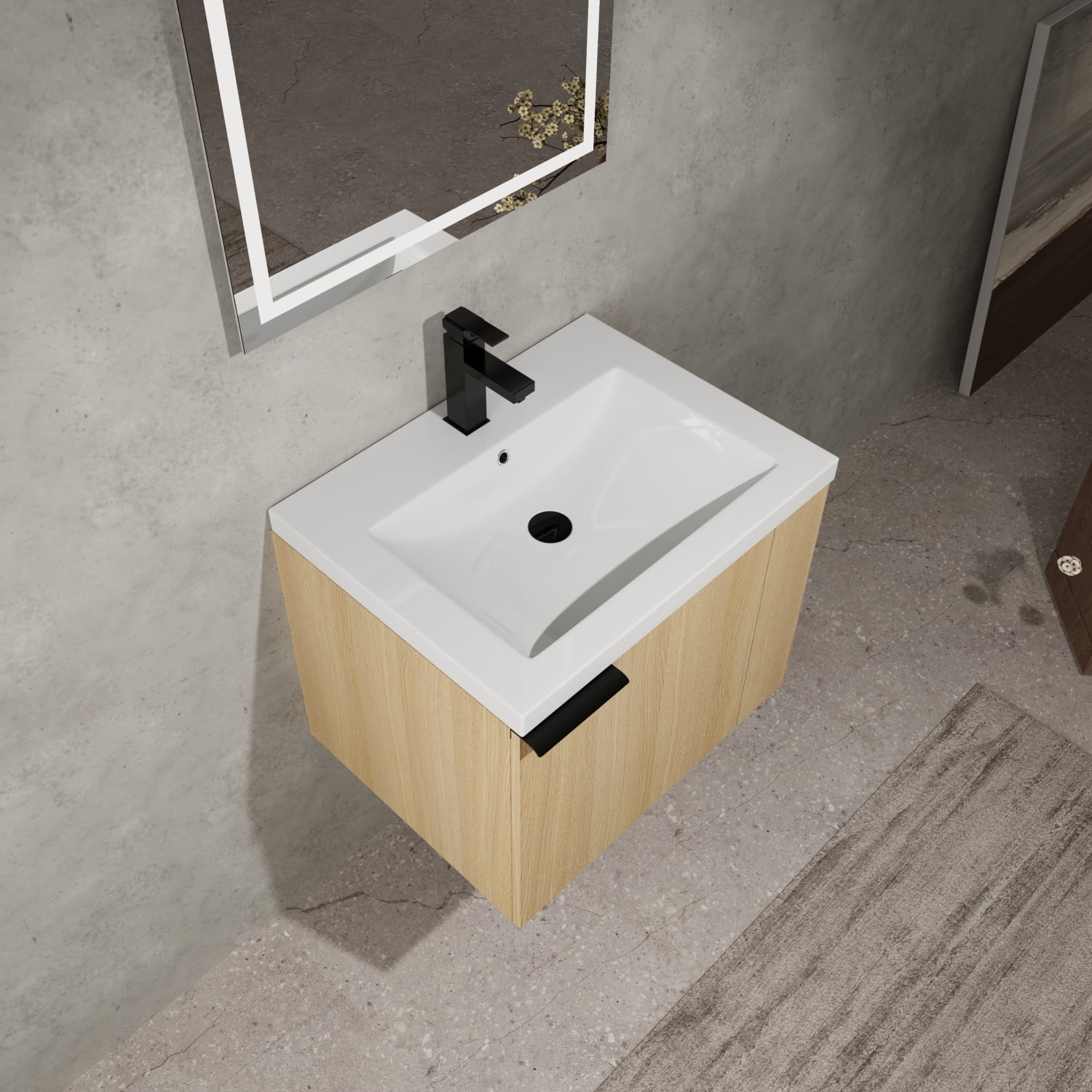 Modern Oak Bathroom Vanity Sink Combo for big Space - Stylish Cabinet ...