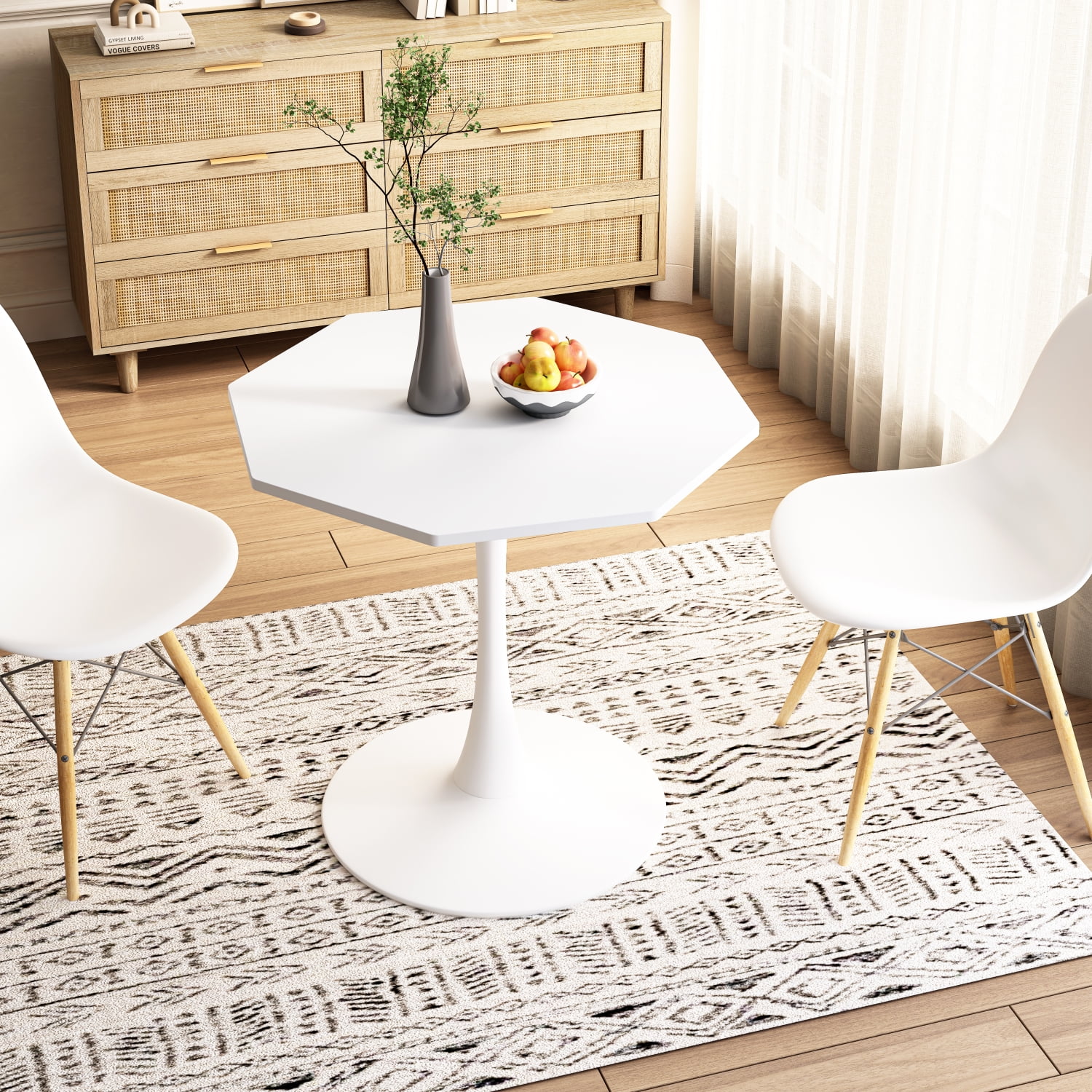 Modern Octagonal Coffee Table MDF Table Top Metal Base Dining Room ...