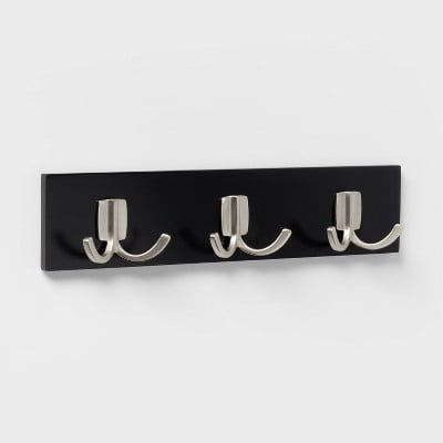 Modern Octopus 3 Rail Nickel Hooks Black : Wall Mounted Decorative Hook ...
