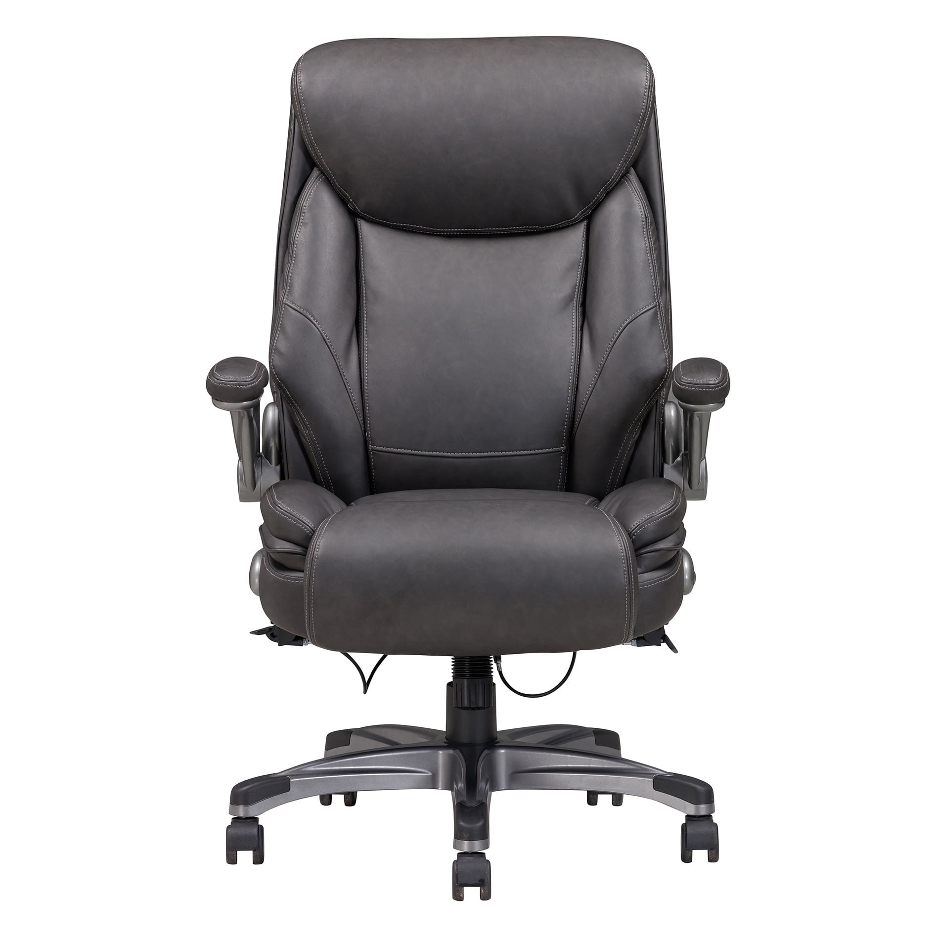 Modern Office Chair, Grey Bonded Leather - Plywood Structure ...