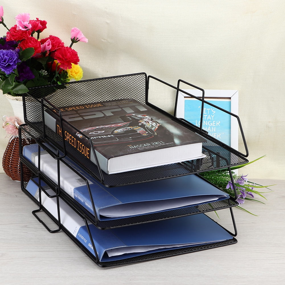 Modern Office Display Rack 3-Layer Magazine File Metal Organizer ...