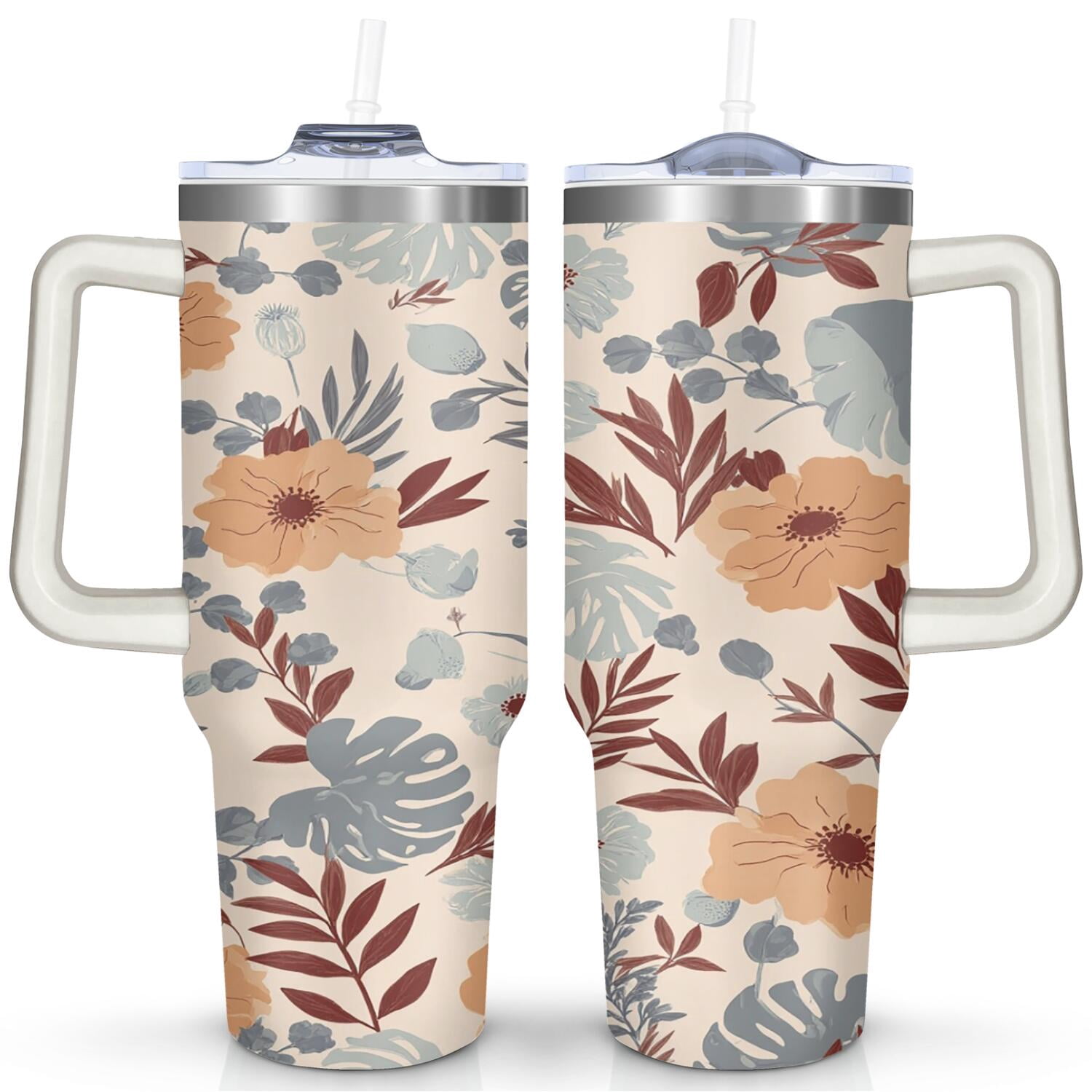 Modern Oil Painting 40 Oz Tumbler with Handle Lid and Straw, Stainless ...