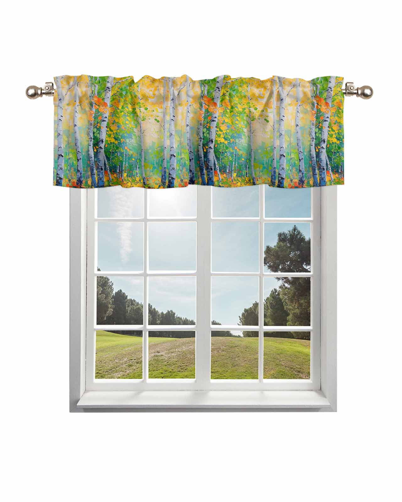 Modern Oil Painting Curtain Valance for Windows/Living Room/Kitchen ...
