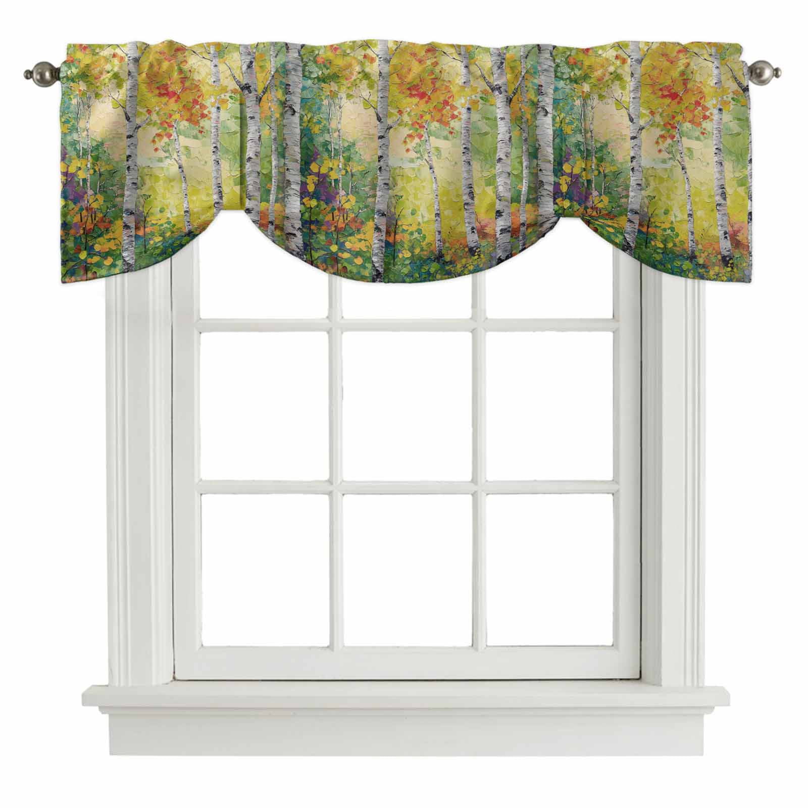 Modern Oil Painting Tie Up Valance Curtains for Windows, Kitchen ...