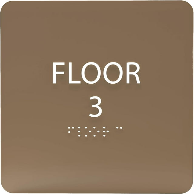 Modern Olive ADA Floor 3 Sign with Braille – Made from Durable and ...