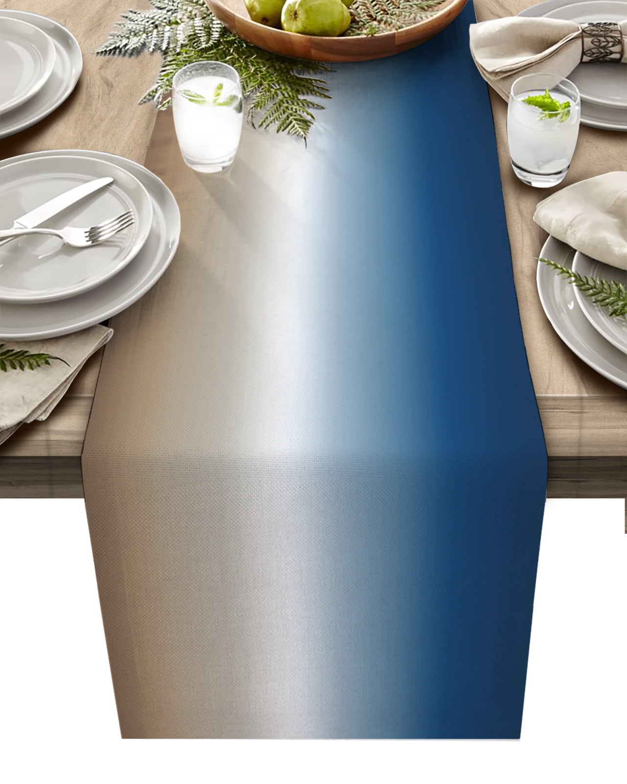 Modern Ombre Colored, Table Runner Abstract Ombre Blue Khaki ...