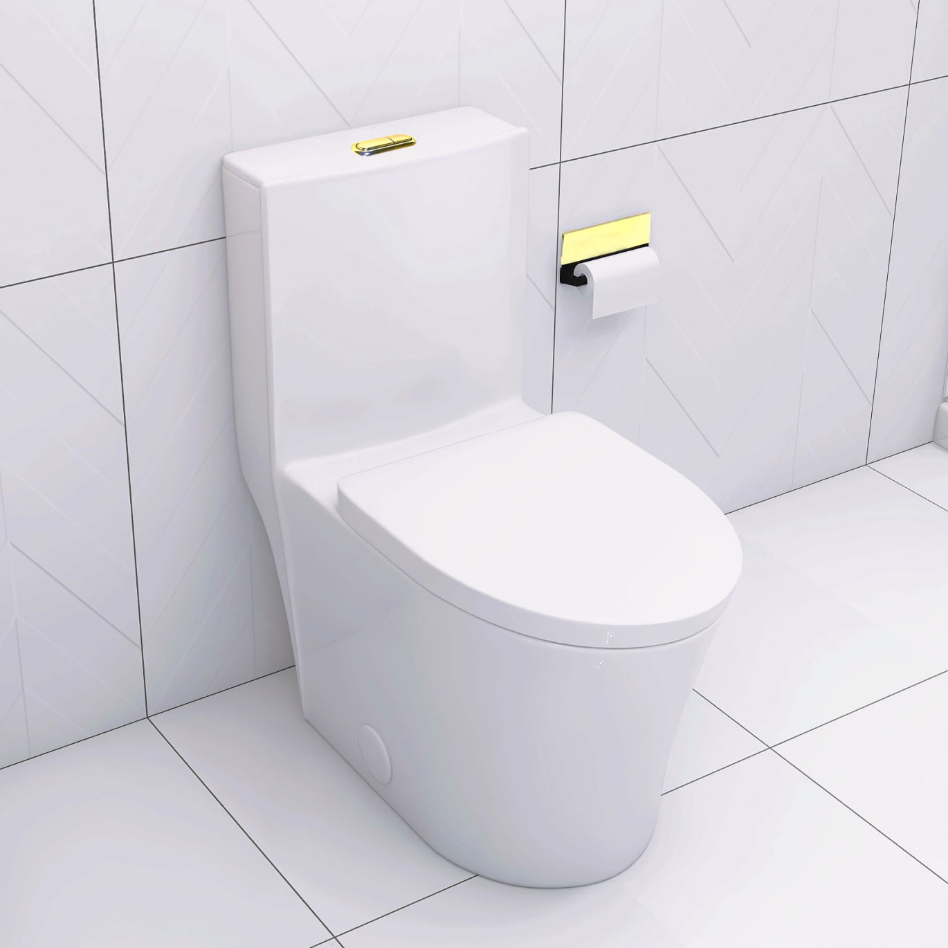 Modern One Piece Toilet, Small Toilet Compact with Soft Close Toilet ...