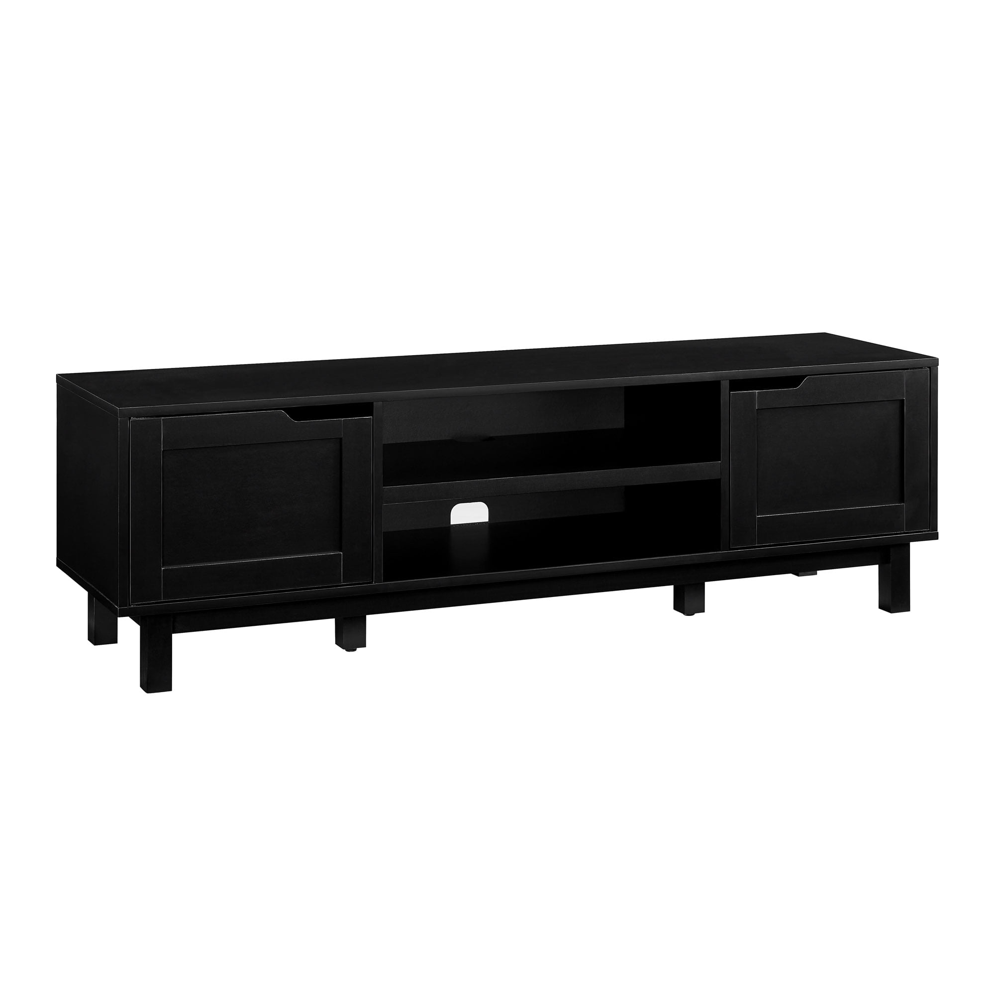 Modern Open TV Stand with Doors for TVs up to 65 inch, Black Media ...