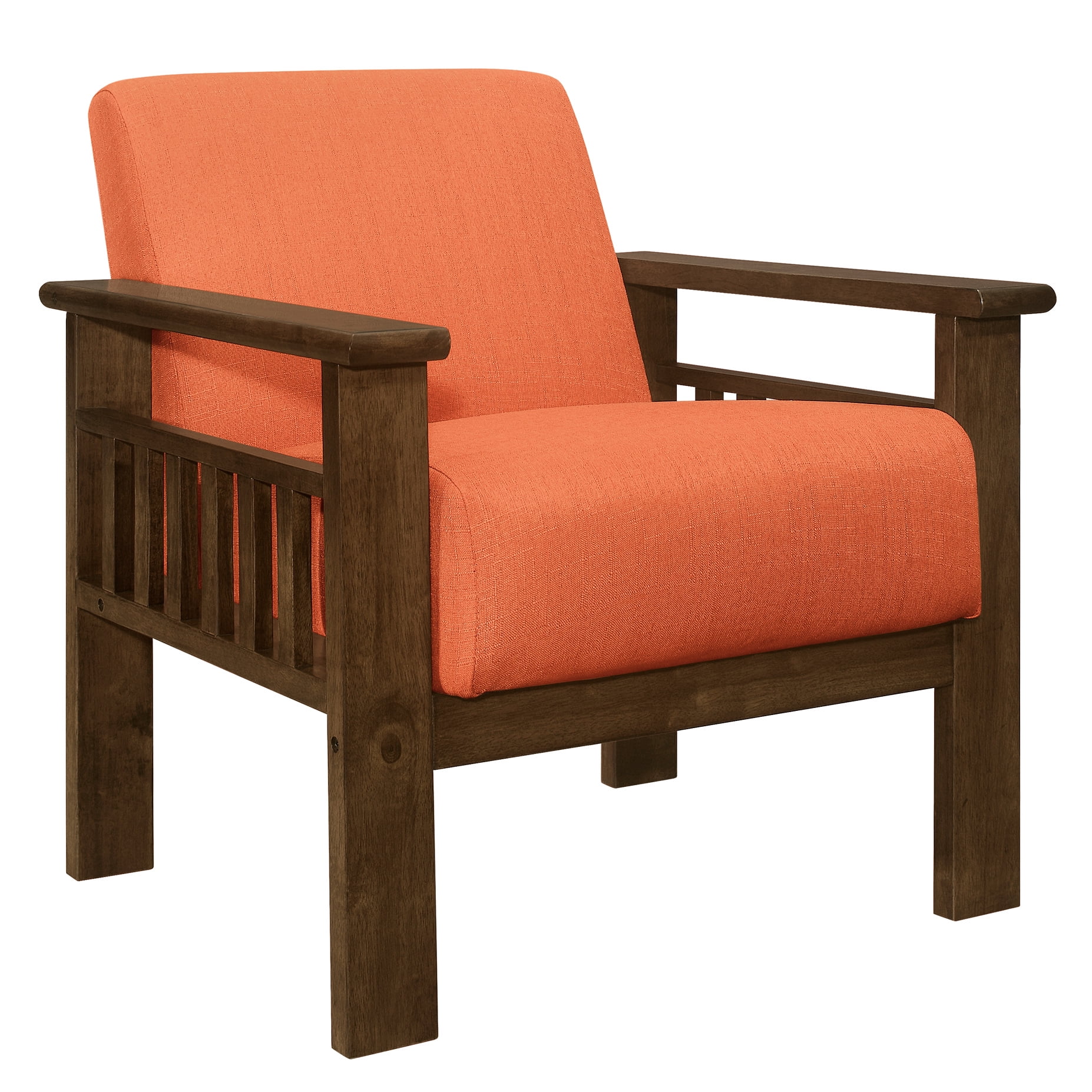 Modern Orange Accent Chair With Solid Wood Frame, Walnut Finish And ...
