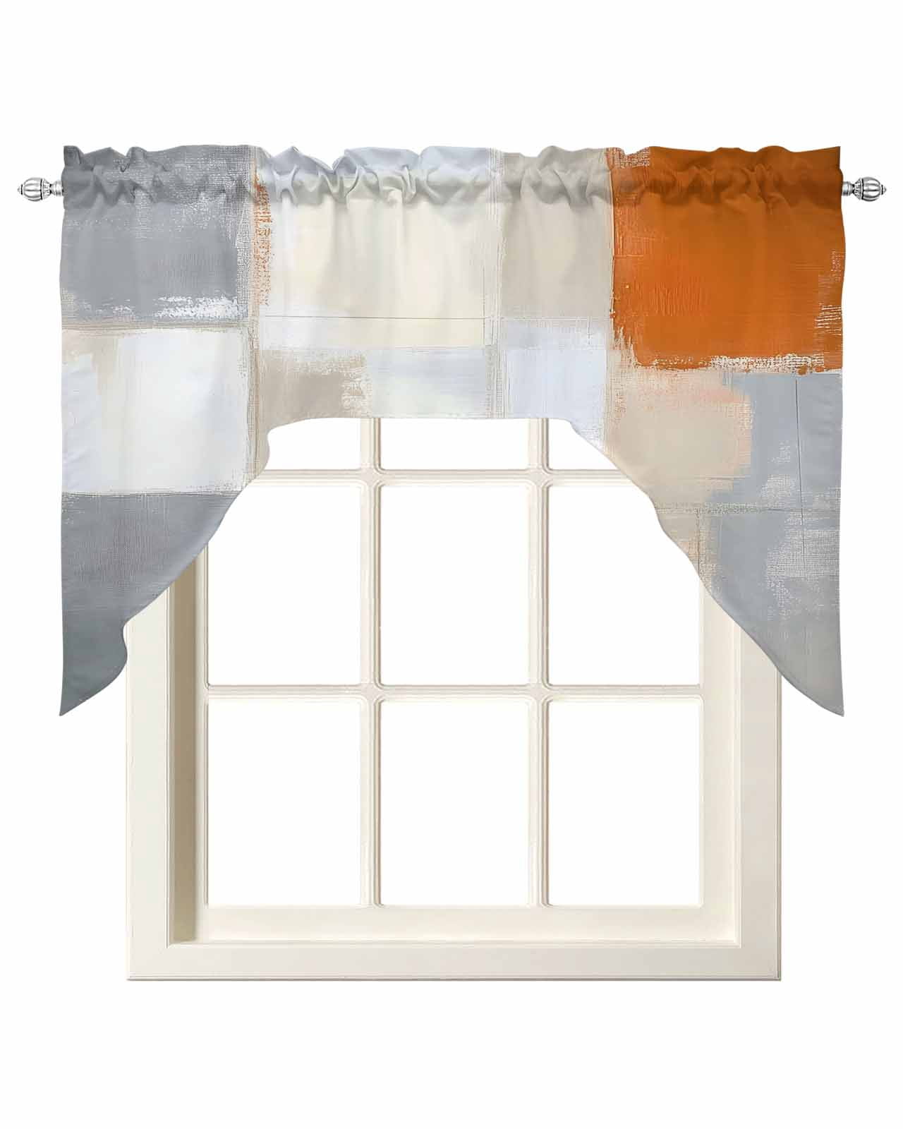 Modern Orange Beige Kitchen Curtains Swag Valance for Windows/Bathroom ...