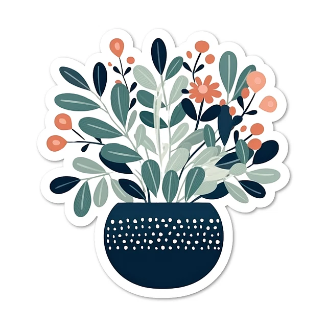 Modern Orange Flowers Sticker, Water Resistant, Scrapbooking ...